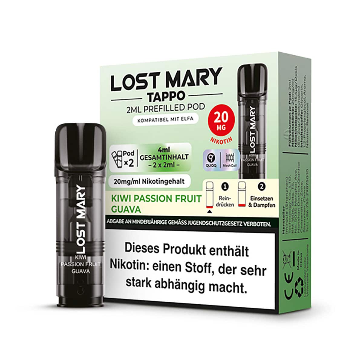 Lost Mary Pods Kiwi Passion Fruit Guava 20mg/ml - NEU – Elfa Germany